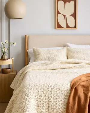 Quince Hand Stitched Quilted Sham Set - Undyed