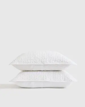 Quince Hand Stitched Quilted Sham Set - White