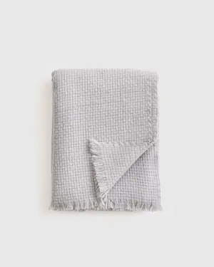 Quince Ultra Luxe Basketweave Throw - Blue Fog