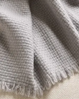 Quince Ultra Luxe Basketweave Throw - Blue Fog