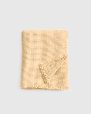 Quince Ultra Luxe Basketweave Throw - Camel