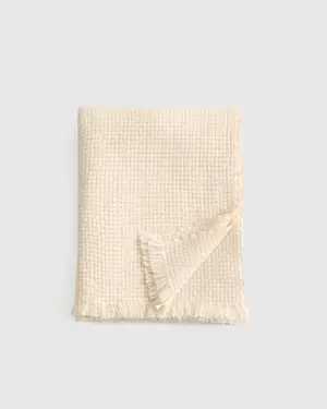 Quince Ultra Luxe Basketweave Throw Natural