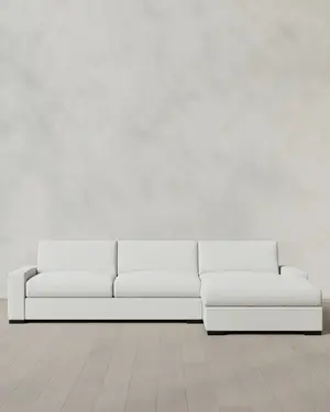 Quince Stillman Chaise Sectional In Performance Basketweave - Snow