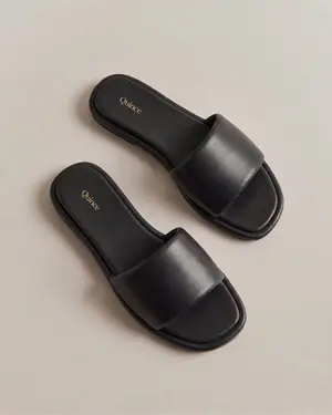 Quince Italian Leather Slide Sandal - Black