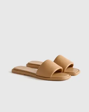 Quince Italian Leather Slide Sandals - Cashew