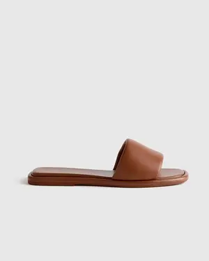 Quince Italian Leather Slide Sandal - Cognac
