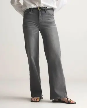 Quince Bella Stretch Relaxed Straight Jeans - Stonewashed Grey