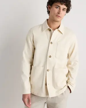 Quince Organic Comfort Stretch Chore Jacket - Vanilla