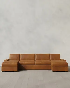 Quince Stillman U Sectional In Leather Auburn