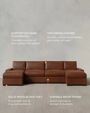 Quince Stillman U Sectional In Leather - Espresso