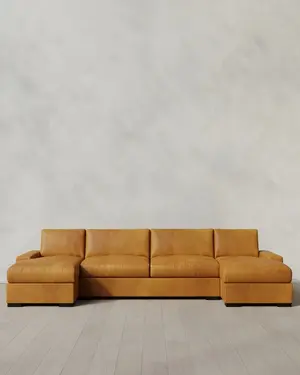 Quince Stillman U Sectional In Leather Scotch