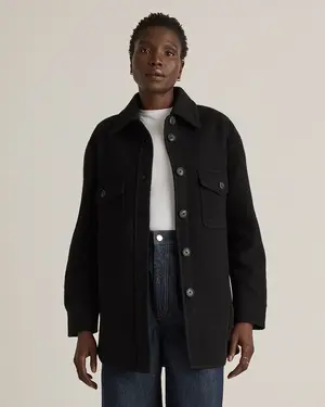 Quince Merino Wool Shirt Jacket - Black