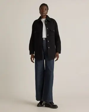 Quince Merino Wool Shirt Jacket - Black