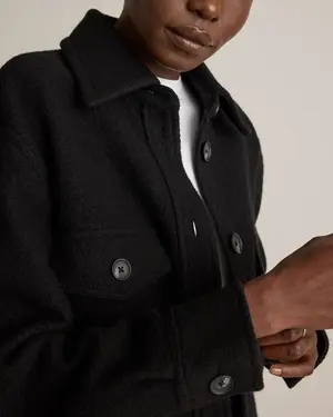 Quince Merino Wool Shirt Jacket - Black