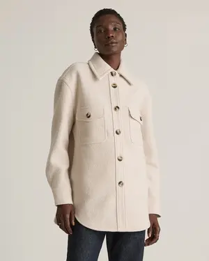 Quince Merino Wool Shirt Jacket - Heather Bone