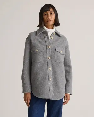 Quince Merino Wool Shirt Jacket - Heather Grey