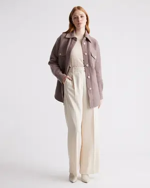 Quince Merino Wool Shirt Jacket - Taupe