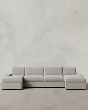 Quince Stillman U Sectional In Performance Basketweave Fog