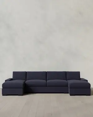 Quince Stillman U Sectional In Performance Basketweave Navy