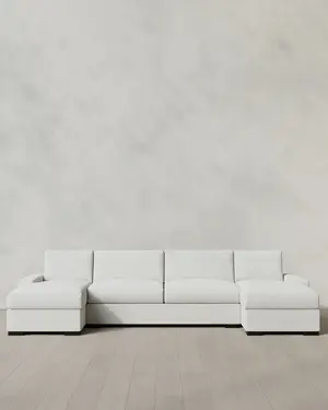 Quince Stillman U Sectional In Performance Basketweave Snow
