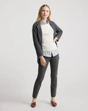Quince Ultra-stretch Ponte Pintuck Ankle Pants - Charcoal
