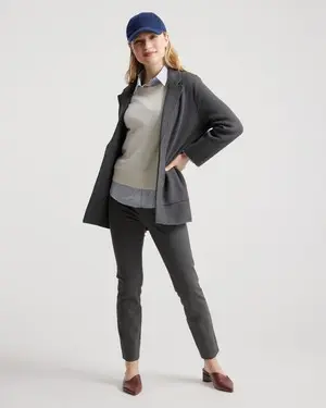 Quince Ultra-stretch Ponte Pintuck Ankle Pants - Charcoal