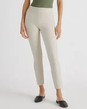 Quince Ultra-stretch Ponte Pintuck Ankle Pants - Ecru