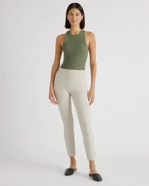 Quince Ultra-stretch Ponte Pintuck Ankle Pants - Ecru
