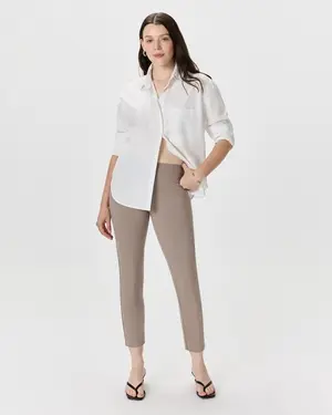Quince Ultra-stretch Ponte Pintuck Ankle Pants - Morel Grey