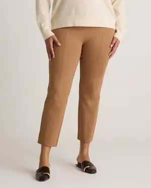 Quince Ultra-stretch Ponte Pintuck Ankle Pants - Roasted Pecan