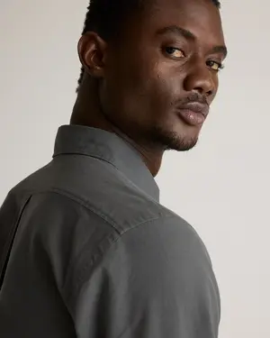 Quince Stretch Textured Twill Shirt - Charcoal