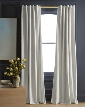 Quince Cotton Velvet Room Darkening Curtain Single Panel - Ivory