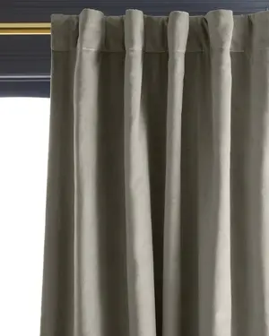 Quince Cotton Velvet Room Darkening Curtain Single Panel - Light Grey