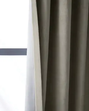 Quince Cotton Velvet Room Darkening Curtain Single Panel - Light Grey