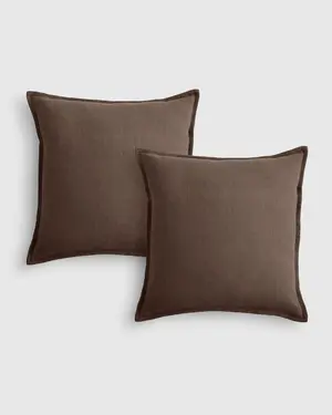 Quince European Linen Flange Edge Pillow Cover - Espresso
