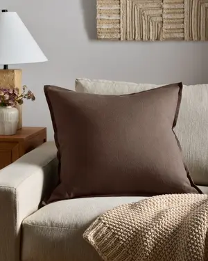 Quince European Linen Flange Edge Pillow Cover - Espresso