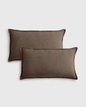 Quince European Linen Flange Edge Pillow Cover - Espresso