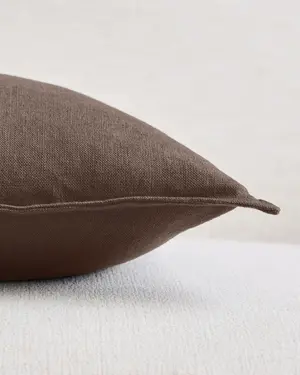 Quince European Linen Flange Edge Pillow Cover - Espresso