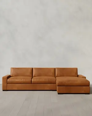Quince Stillman Chaise Sectional In Leather Auburn