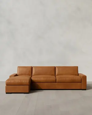 Quince Stillman Chaise Sectional In Leather Auburn
