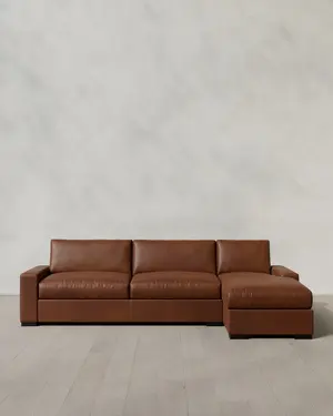Quince Stillman Chaise Sectional In Leather - Espresso