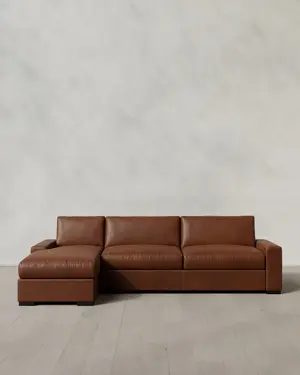 Quince Stillman Chaise Sectional In Leather Espresso