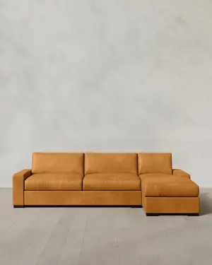 Quince Stillman Chaise Sectional In Leather Scotch