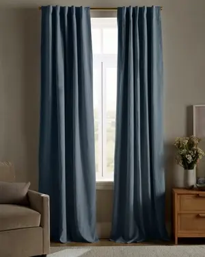 Quince European Linen True Blackout Curtain Single Panel Chambray