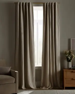Quince European Linen True Blackout Curtain Single Panel - Flax