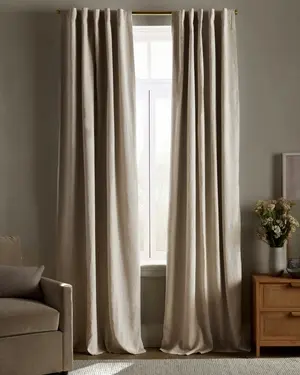 Quince European Linen True Blackout Curtain Single Panel - Flax
