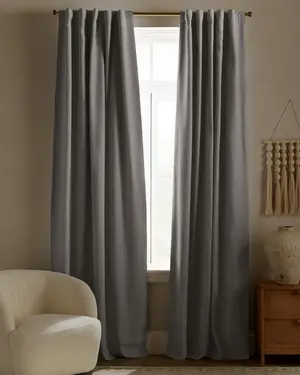 Quince European Linen True Blackout Curtain Single Panel - Grey