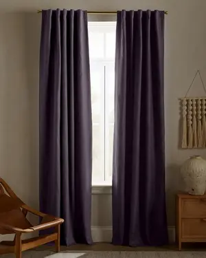 Quince European Linen True Blackout Curtain Single Panel - Storm