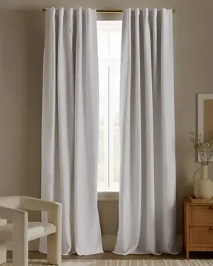 Quince European Linen True Blackout Curtain Single Panel White