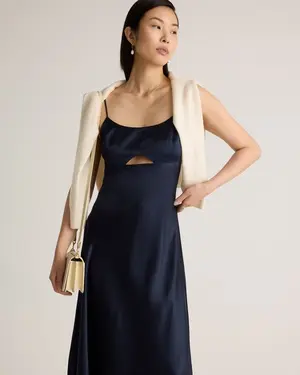 Quince Cutout Midi Slip Dress